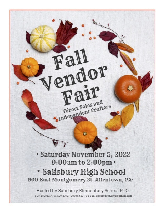 SES PTO Fall Vendor Fair this Saturday | Salisbury Elementary School